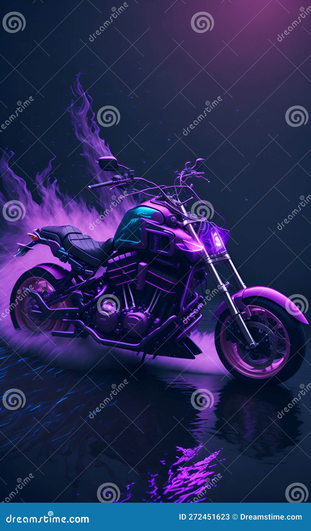 Custom Motorcycle Graphic Image in Vibrant Volumetric Pink Lighting and ...