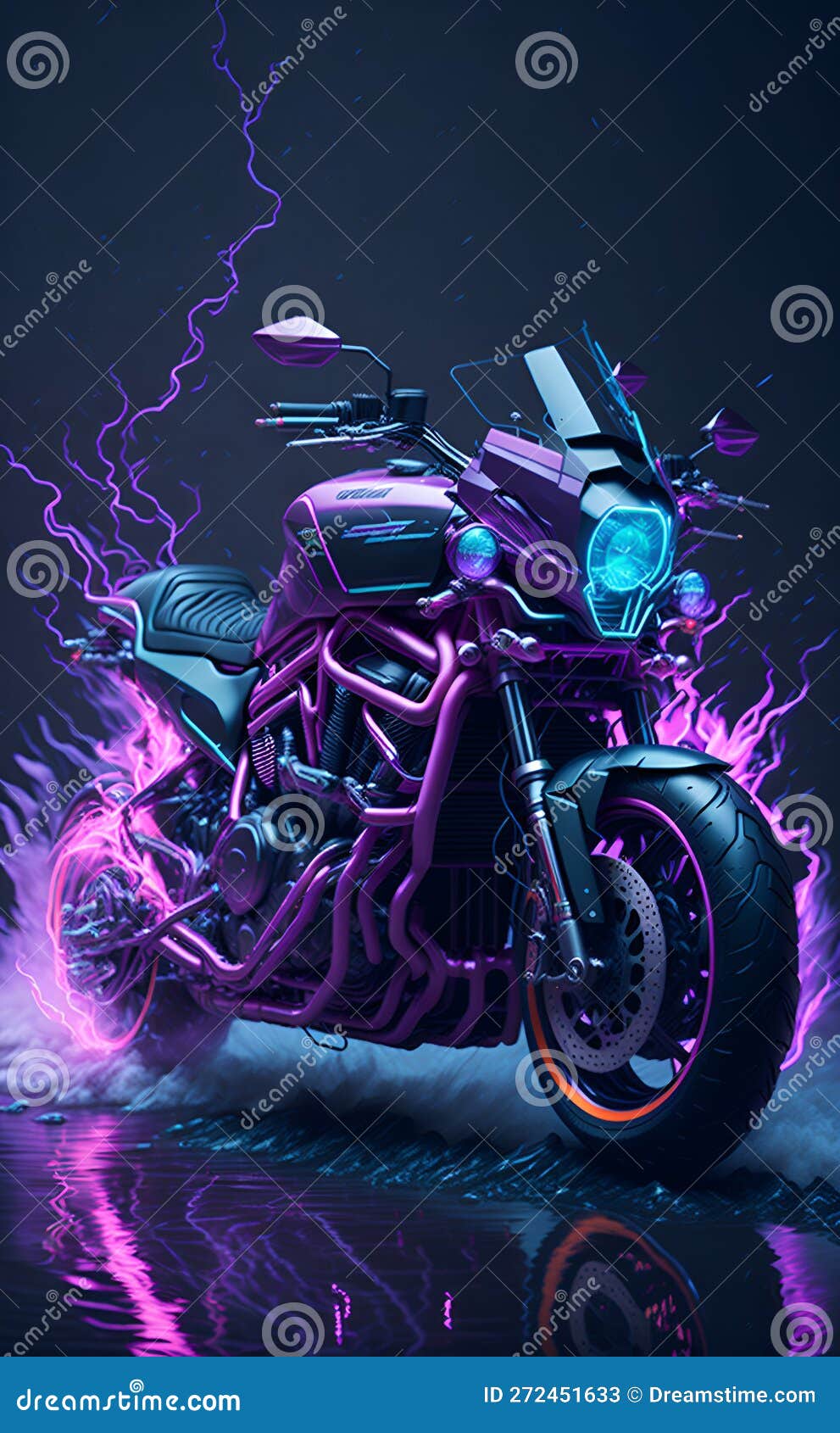 Custom Motorcycle Graphic Image in Vibrant Volumetric Pink Lighting and ...