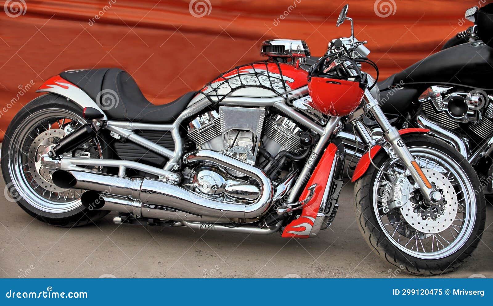 Custom motorcycle orange editorial image. Image of custom - 299120475