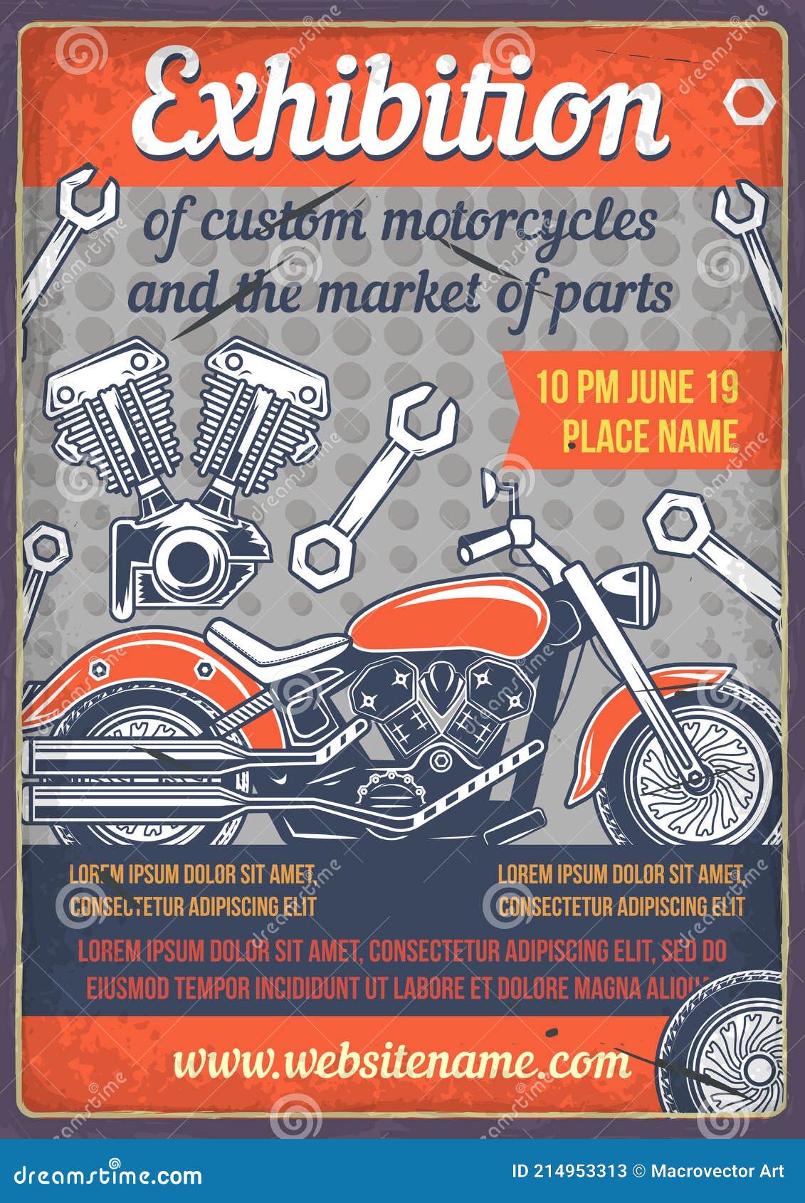 Custom Motorcycle Poster Vector Illustration Stock Vector ...