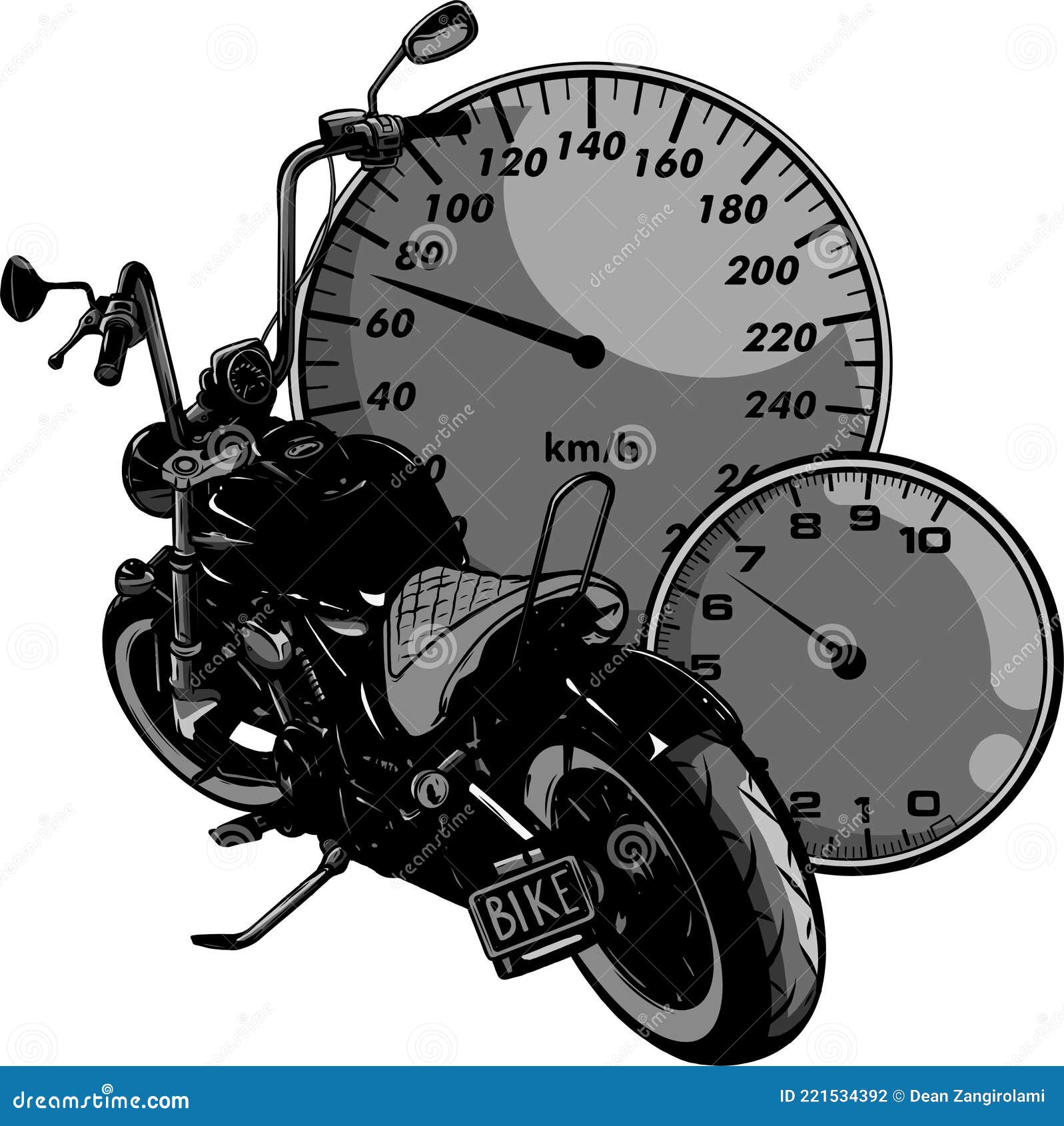 Custom Motorcycle with Speedometer Vector Illustration Design Stock ...
