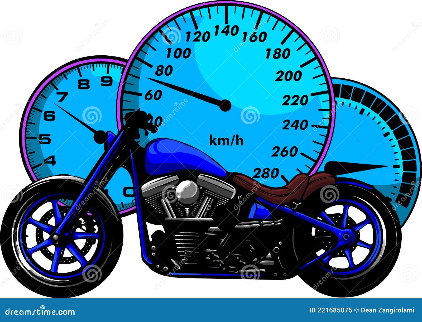 Custom Motorcycle with Speedometer Vector Illustration Design Stock ...