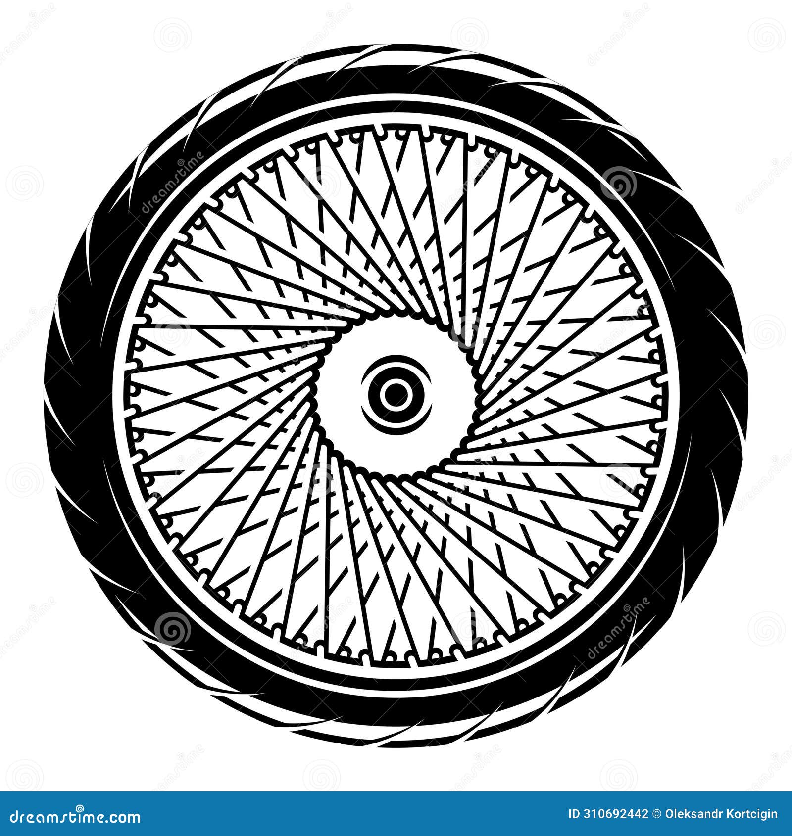 Custom Motorcycle Wheel. Vector Monochrome Illustration Stock Vector ...