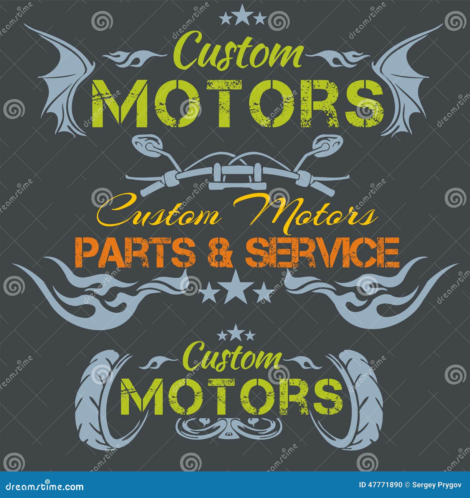 Custom Motors - Vector Emblem Set. Stock Vector - Illustration of ...