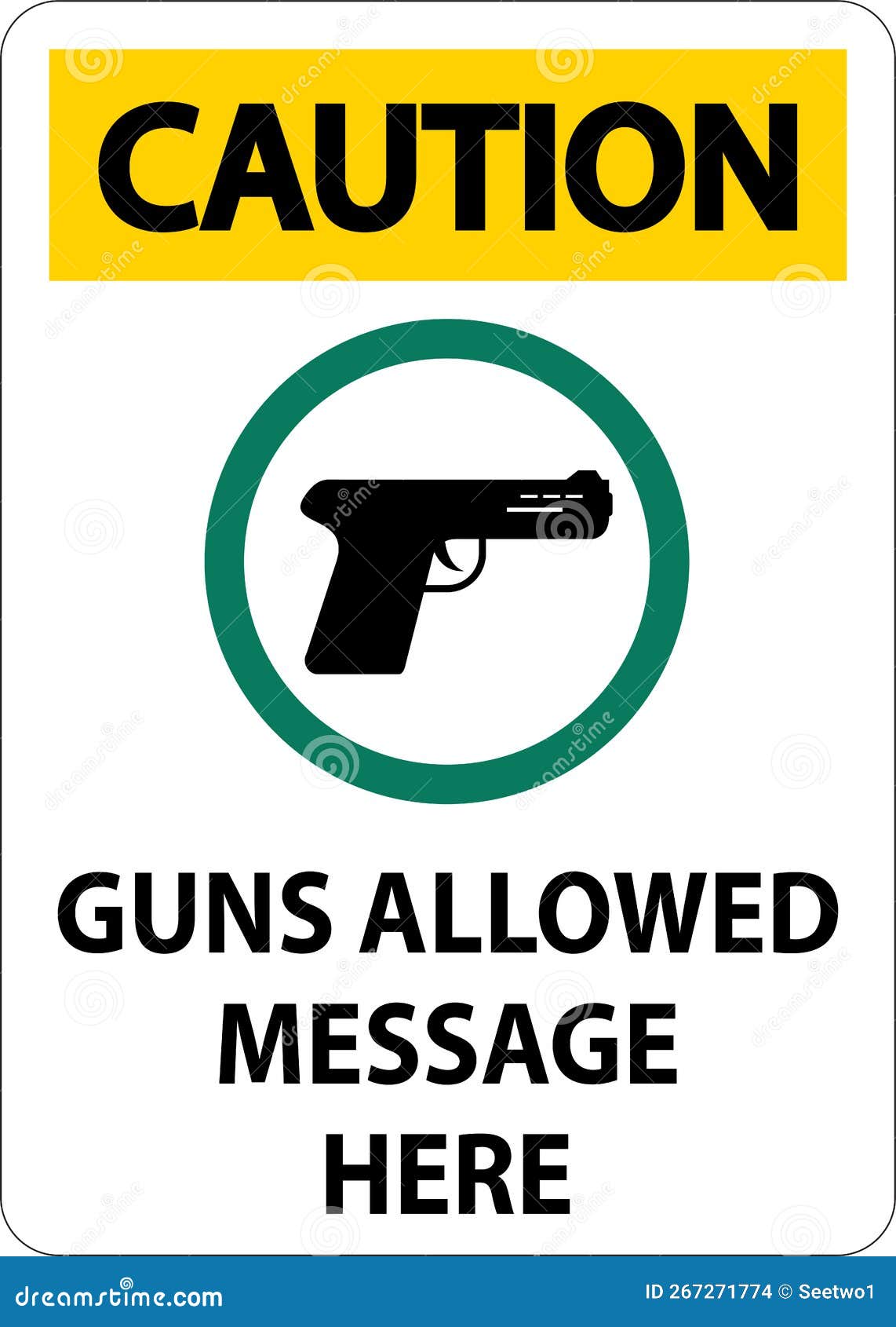 Custom Notice Firearms Allowed Sign Guns Allowed Message Here Stock ...