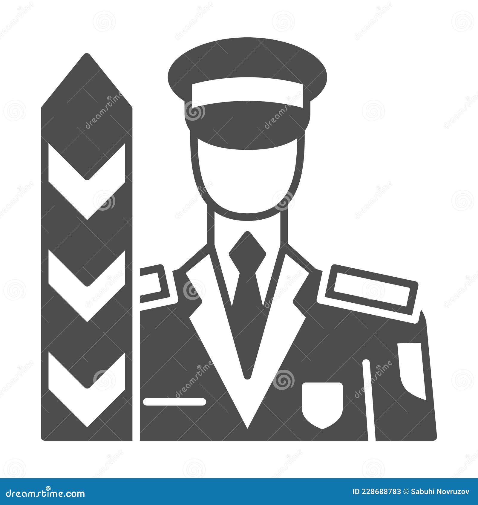 Custom Official, Uniformed Officer, Barrier Solid Icon, Security ...