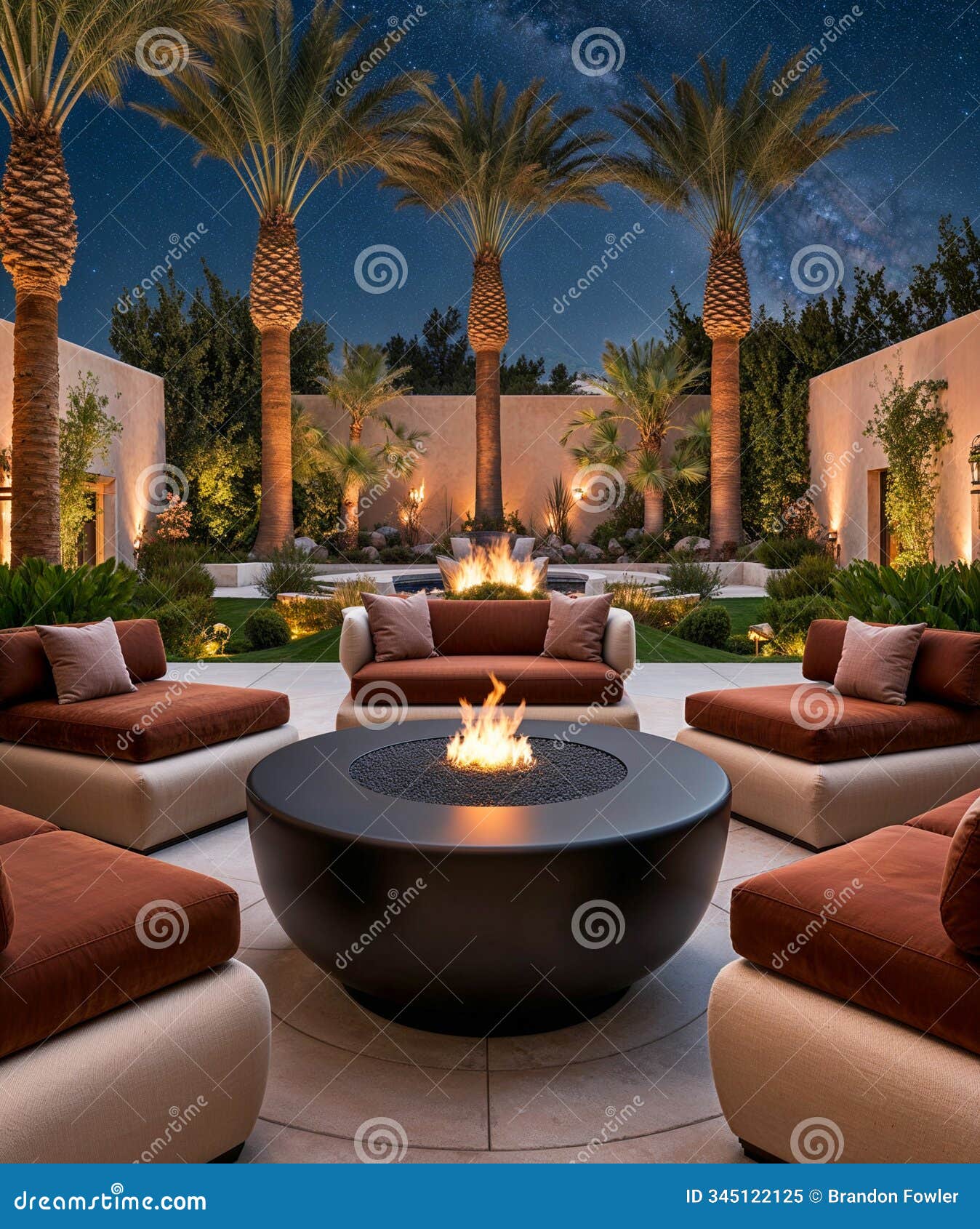 Custom Fire Pit Feature and Outdoor Living Area Stock Image - Image of ...