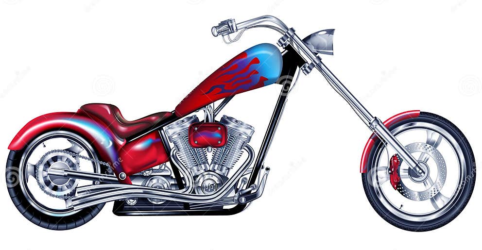 Custom Red Chopper stock illustration. Illustration of flame - 5263477