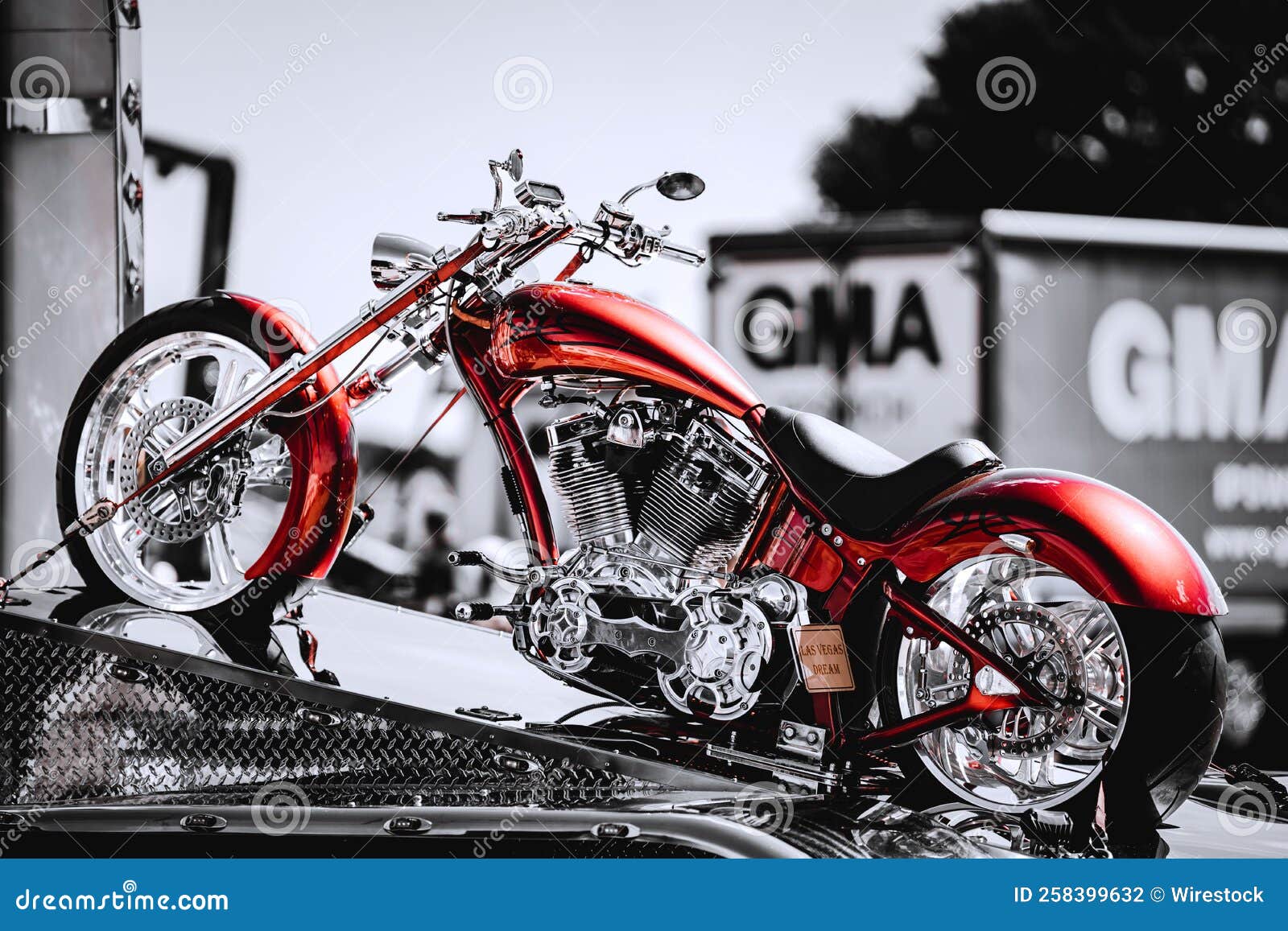 Custom Red Motorcycle Being Transported Editorial Photography - Image ...