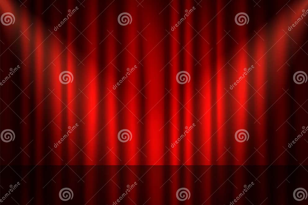 Custom Red Stage Curtain Banner with Spot Light Effect Stock Vector ...