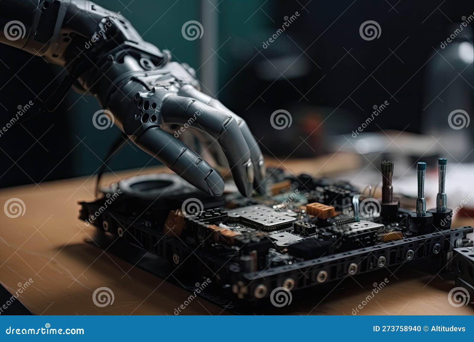 Custom Robotic Hand, with Tool for Gripping and Delicate Work Stock ...