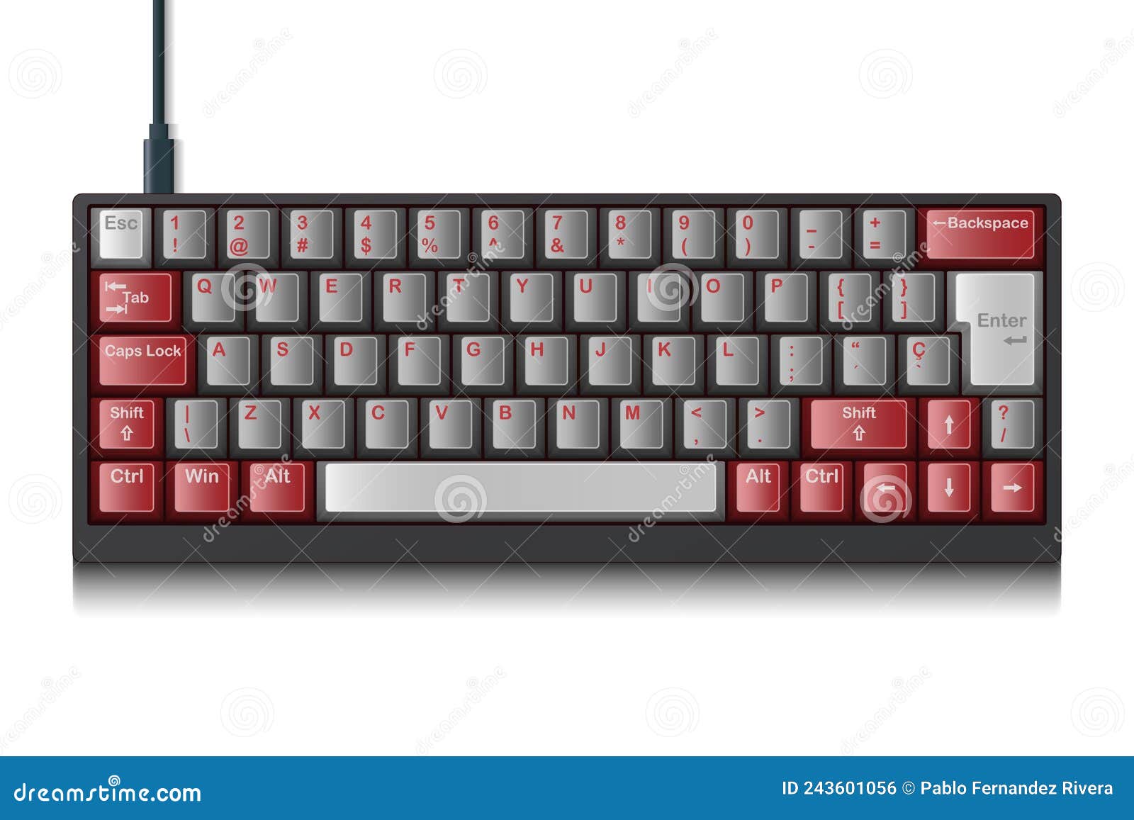 Custom Small Gaming Keyboard Vector Illustration | CartoonDealer.com ...