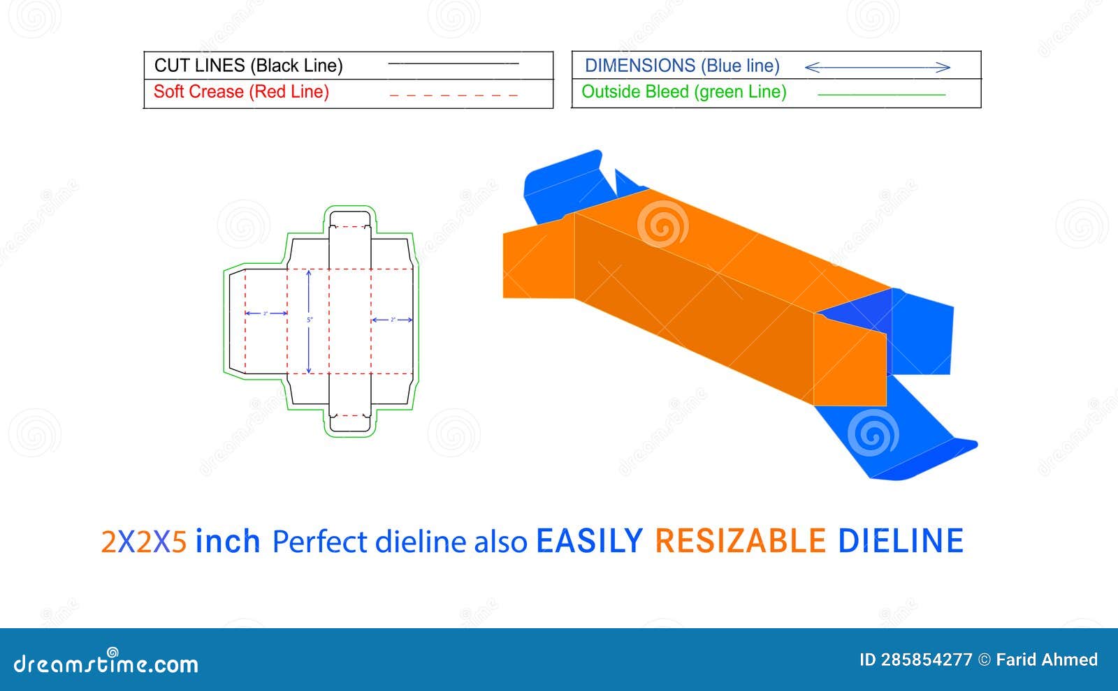 Custom Straight Tuck End Box Packaging Die Line Template And 3d Box ...