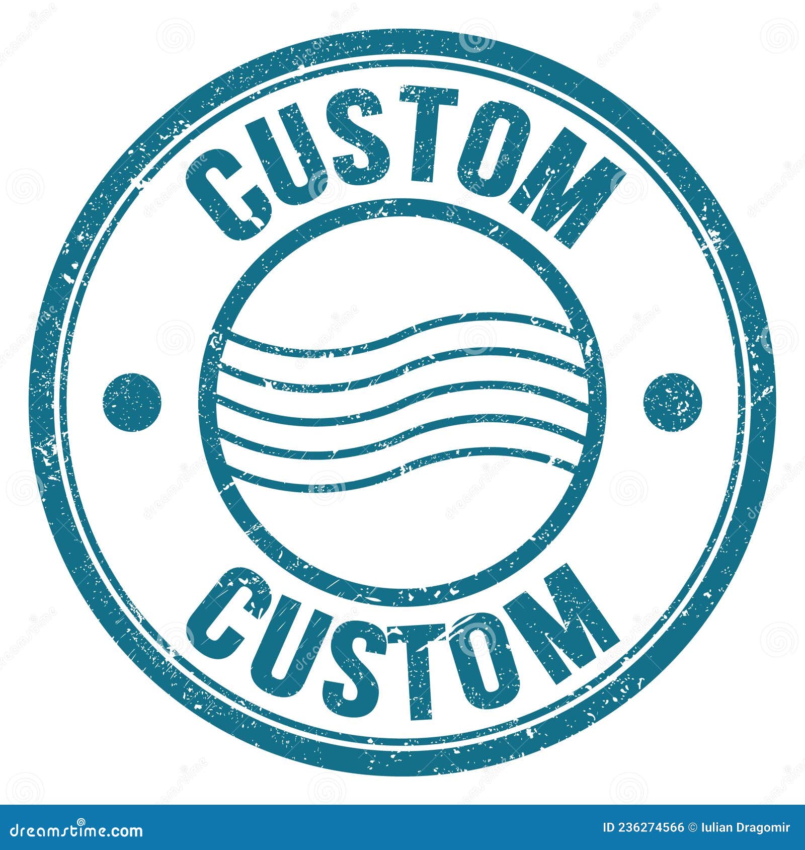 CUSTOM Text Written on Blue Round Postal Stamp Sign Stock Illustration ...