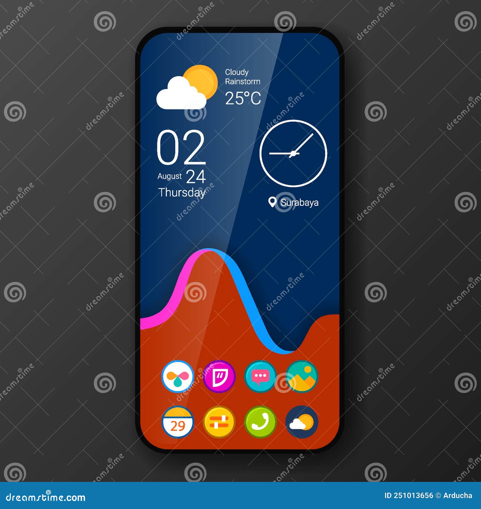 Custom Wallpaper User Interface Home Screen Realistic Smartphone Design ...