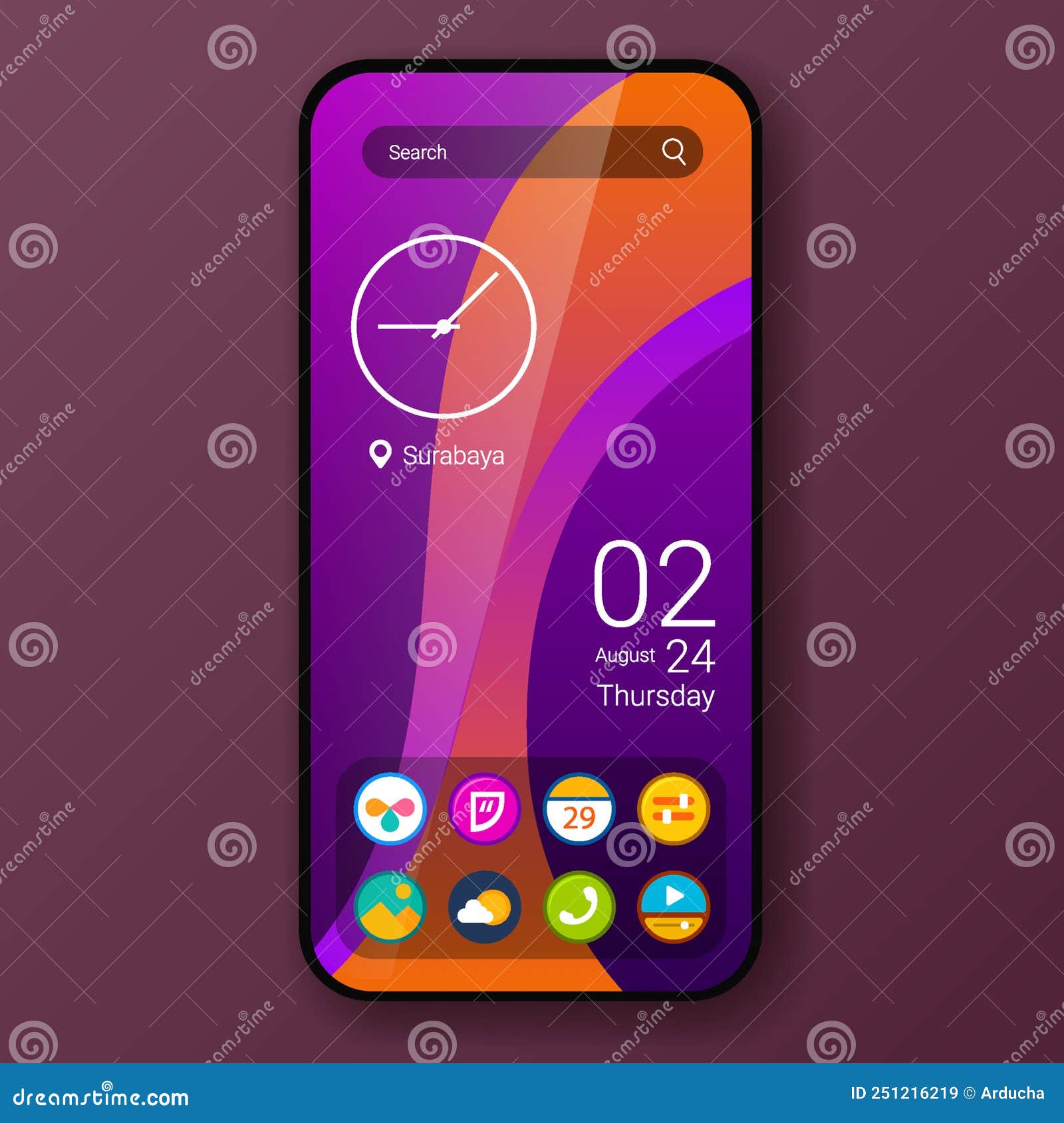 Custom Widget User Interface Home Screen Realistic Smartphone Design ...