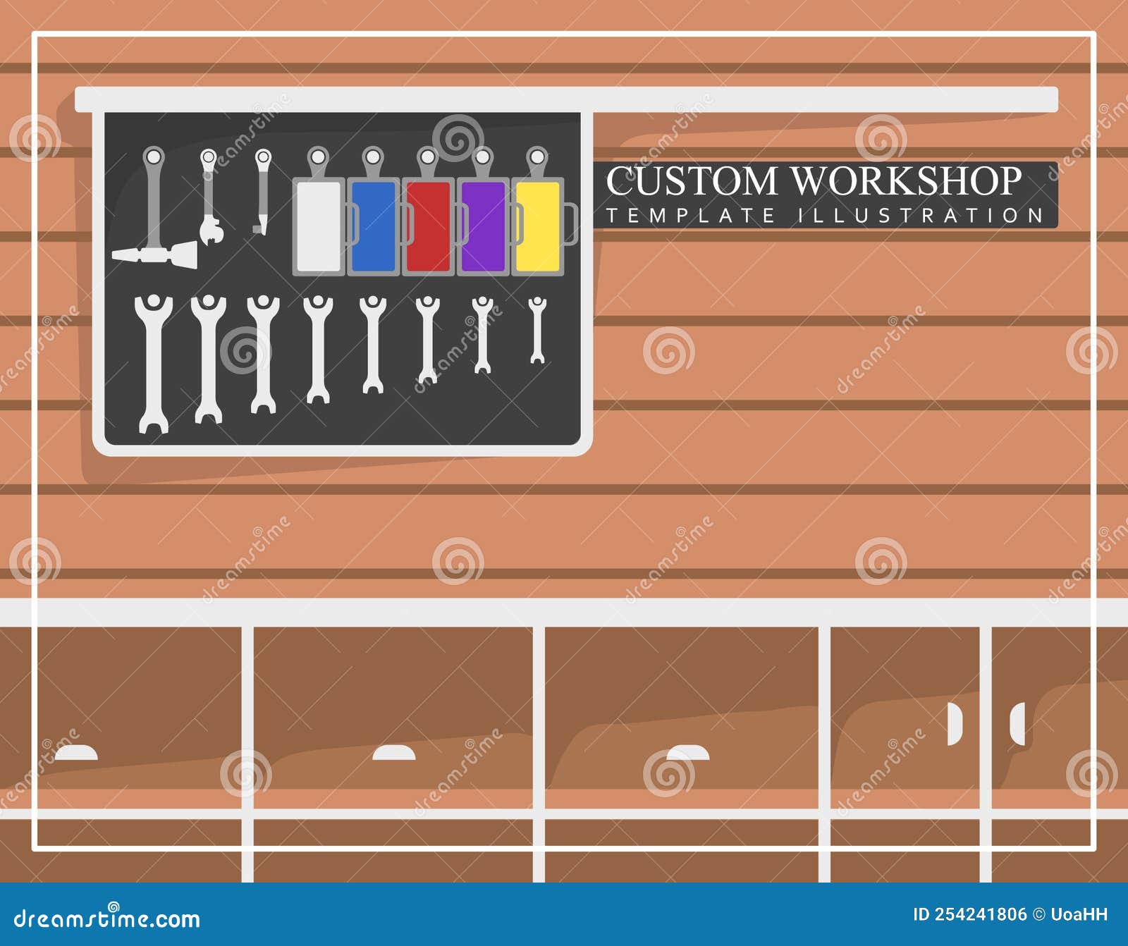 Custom Workshop, Craft Shop with Workbench and Shelves for Tools ...