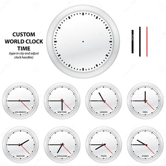 Custom World Clock Time - EDITABLE VECTOR EDITION Stock Vector ...