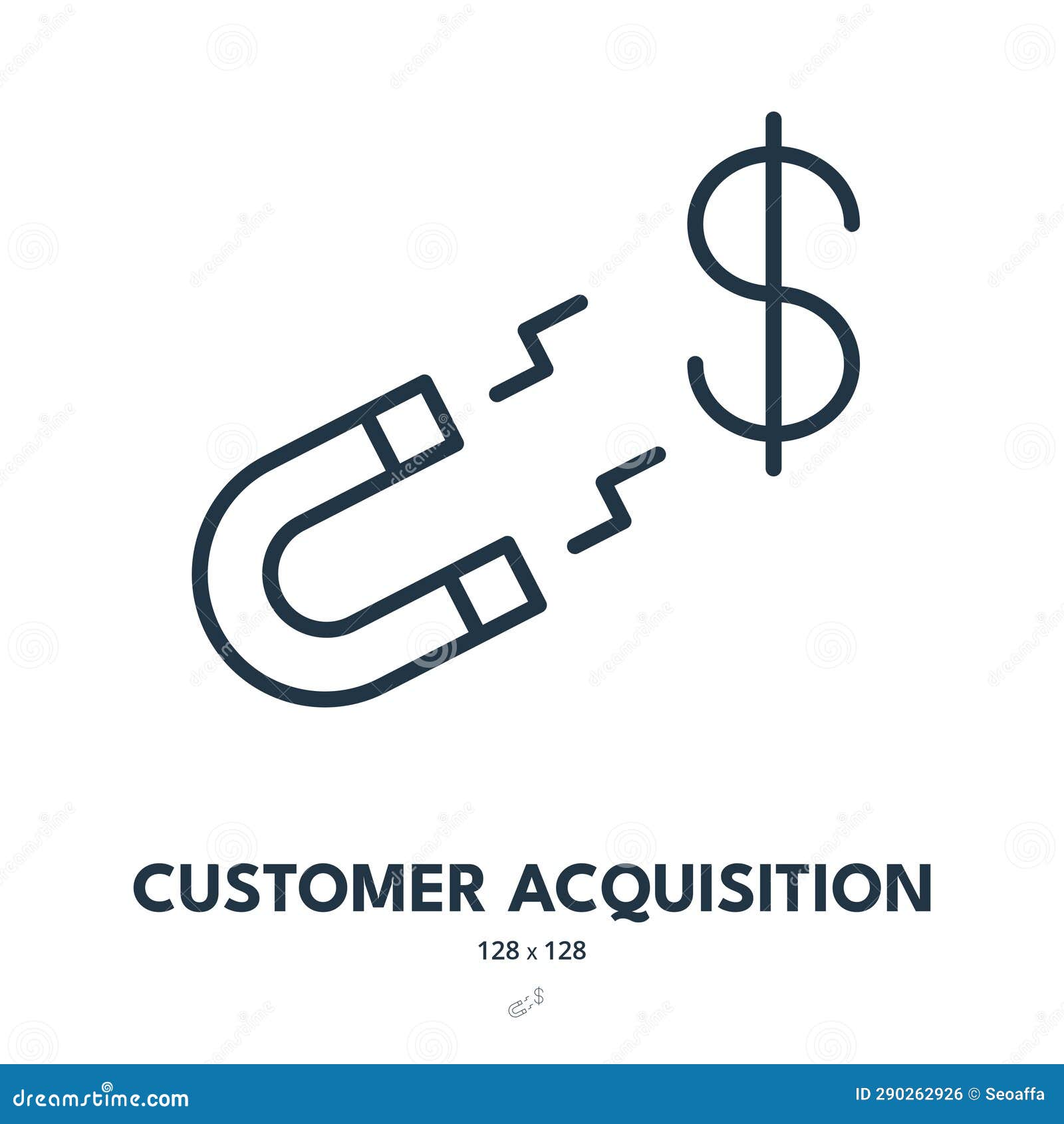 Customer Acquisition Icon. Magnet, Client, Target. Editable Stroke ...