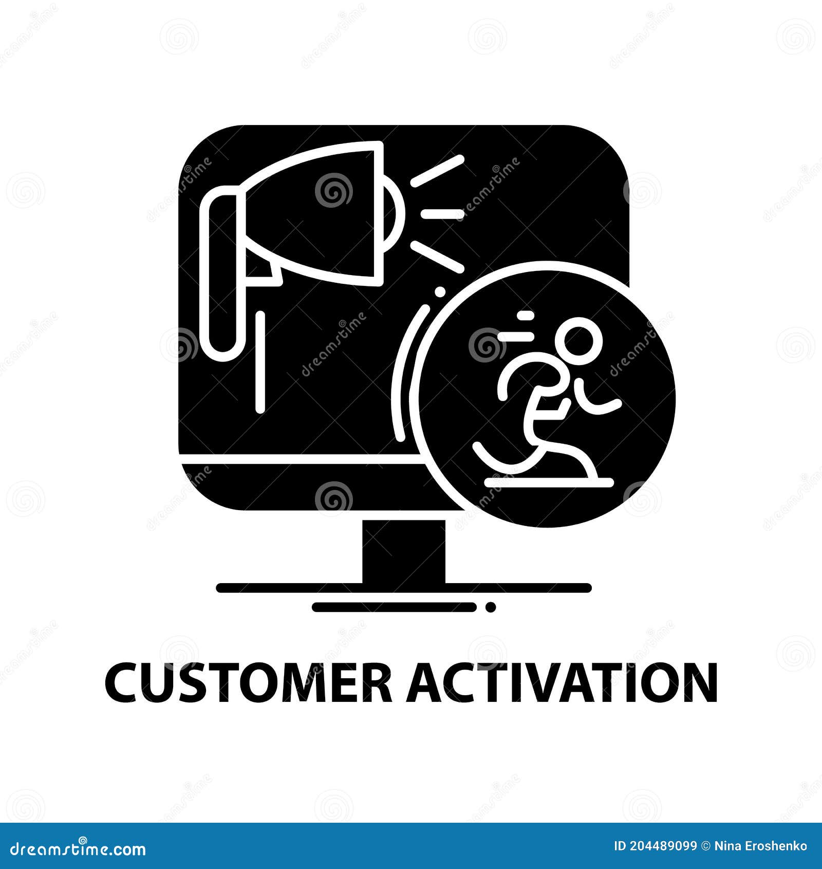 Customer Activation Icon, Black Vector Sign with Editable Strokes ...