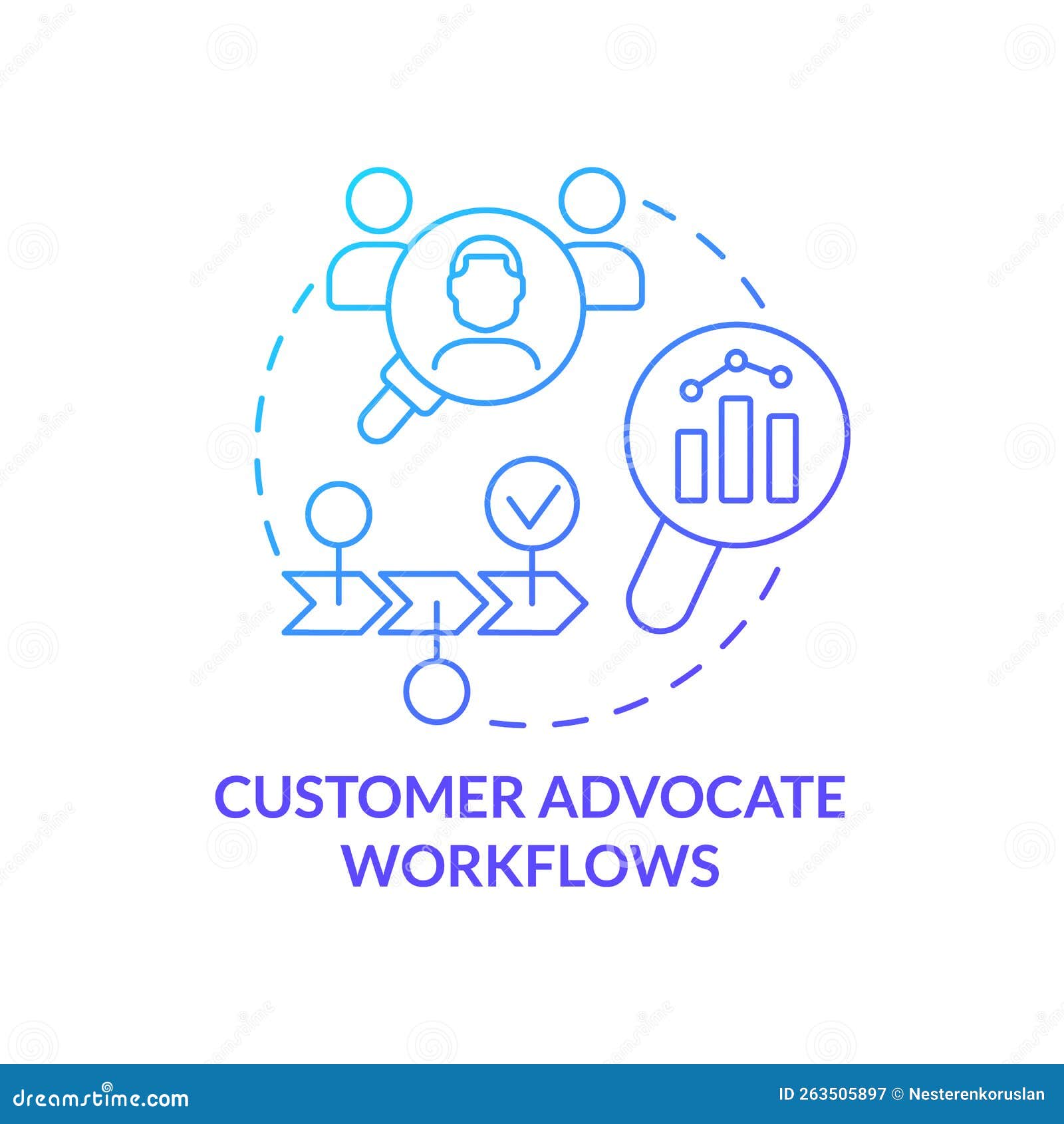 Customer Advocate Workflows Blue Gradient Concept Icon Stock Vector ...