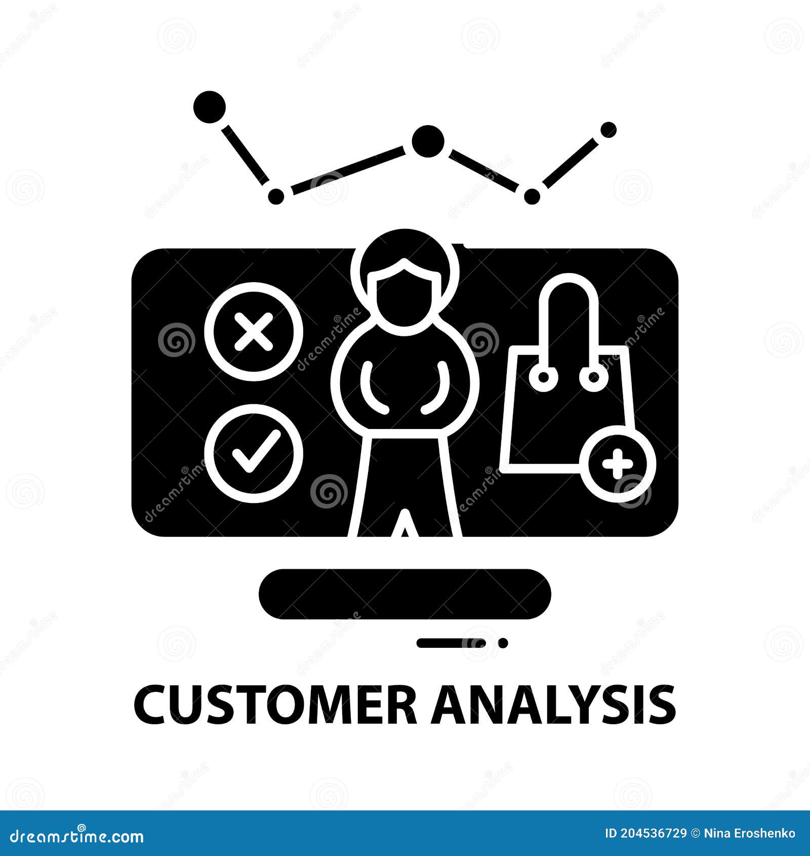 Customer Analysis Icon, Black Vector Sign with Editable Strokes ...
