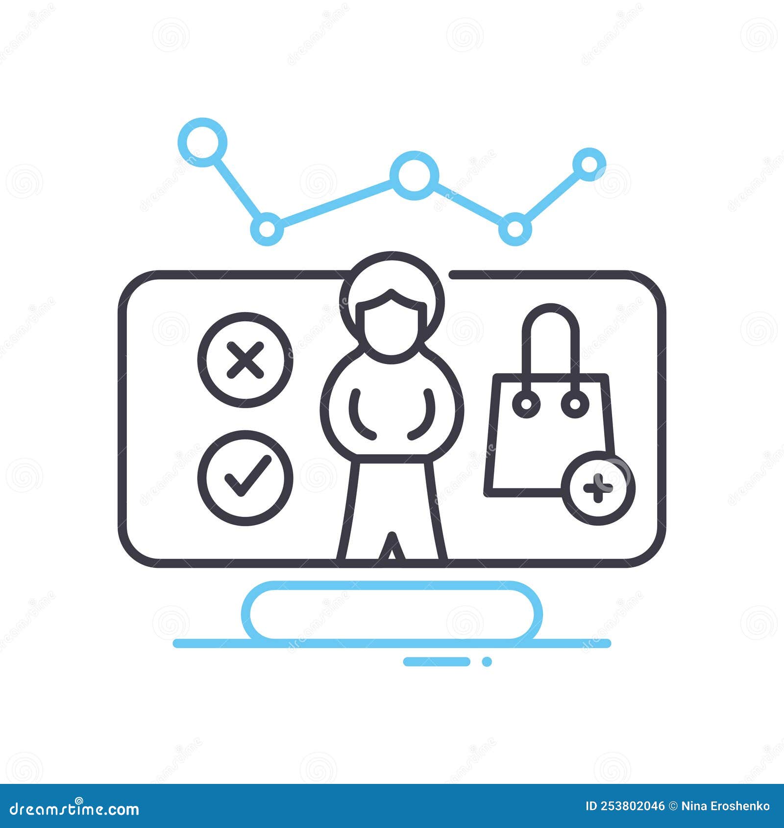 Customer Analysis Line Icon, Outline Symbol, Vector Illustration ...