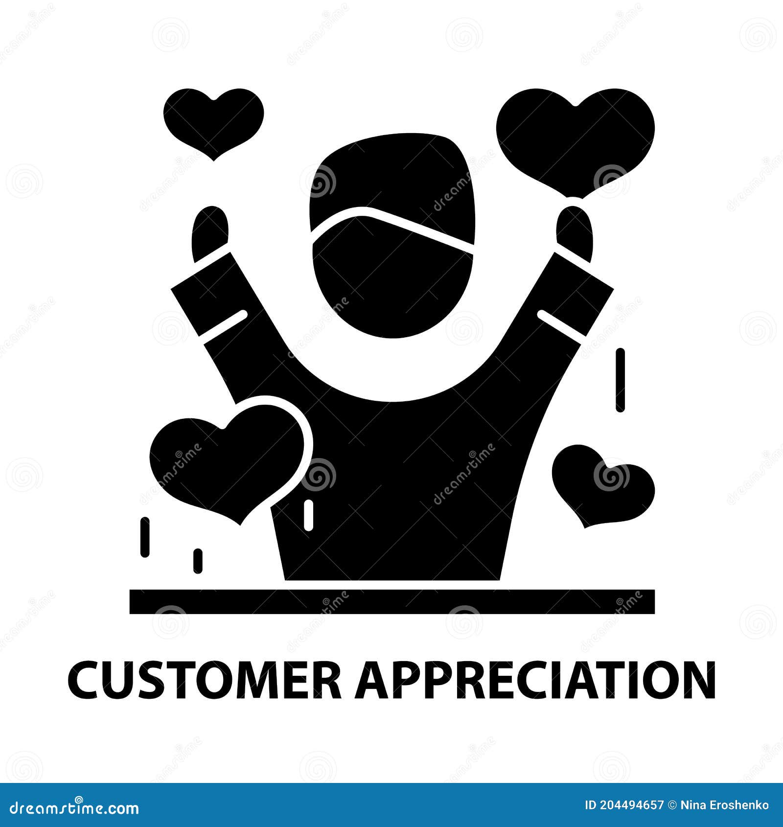 Customer Appreciation Icon, Black Vector Sign with Editable Strokes ...