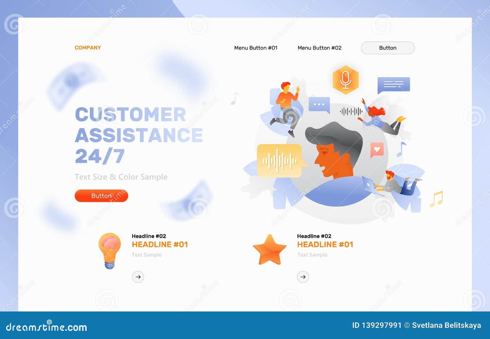 Customer Assistance Template Stock Vector - Illustration of computer ...