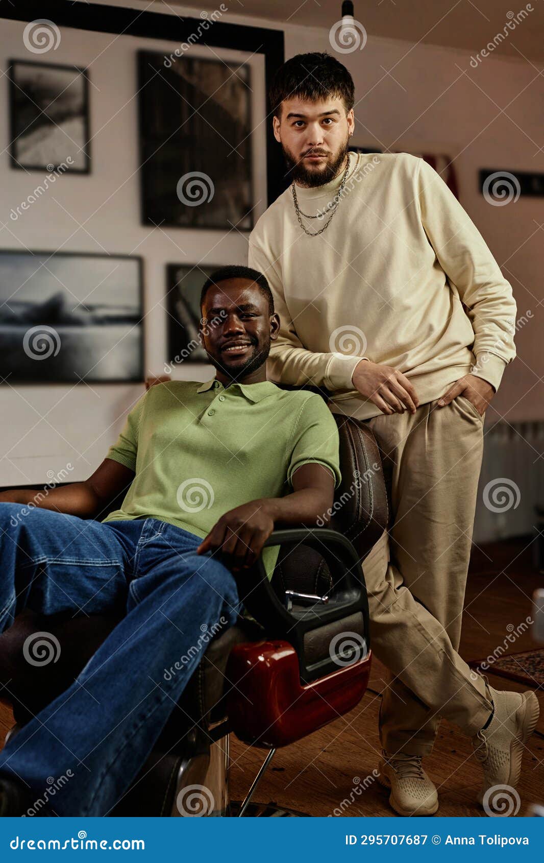 Customer and Barber in Barber Shop Stock Image - Image of handsome ...