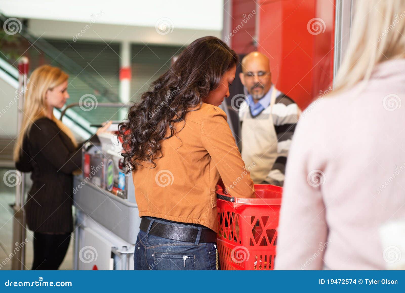 Customer with Basket while Shopping Stock Photo - Image of buying ...