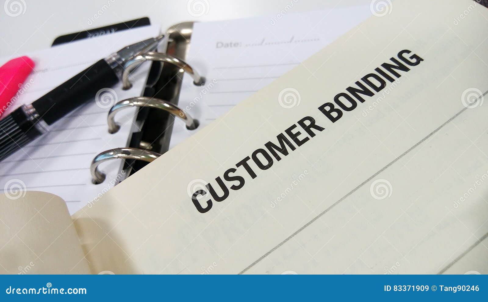 Customer Bonding Printed on White Book Stock Image - Image of media ...
