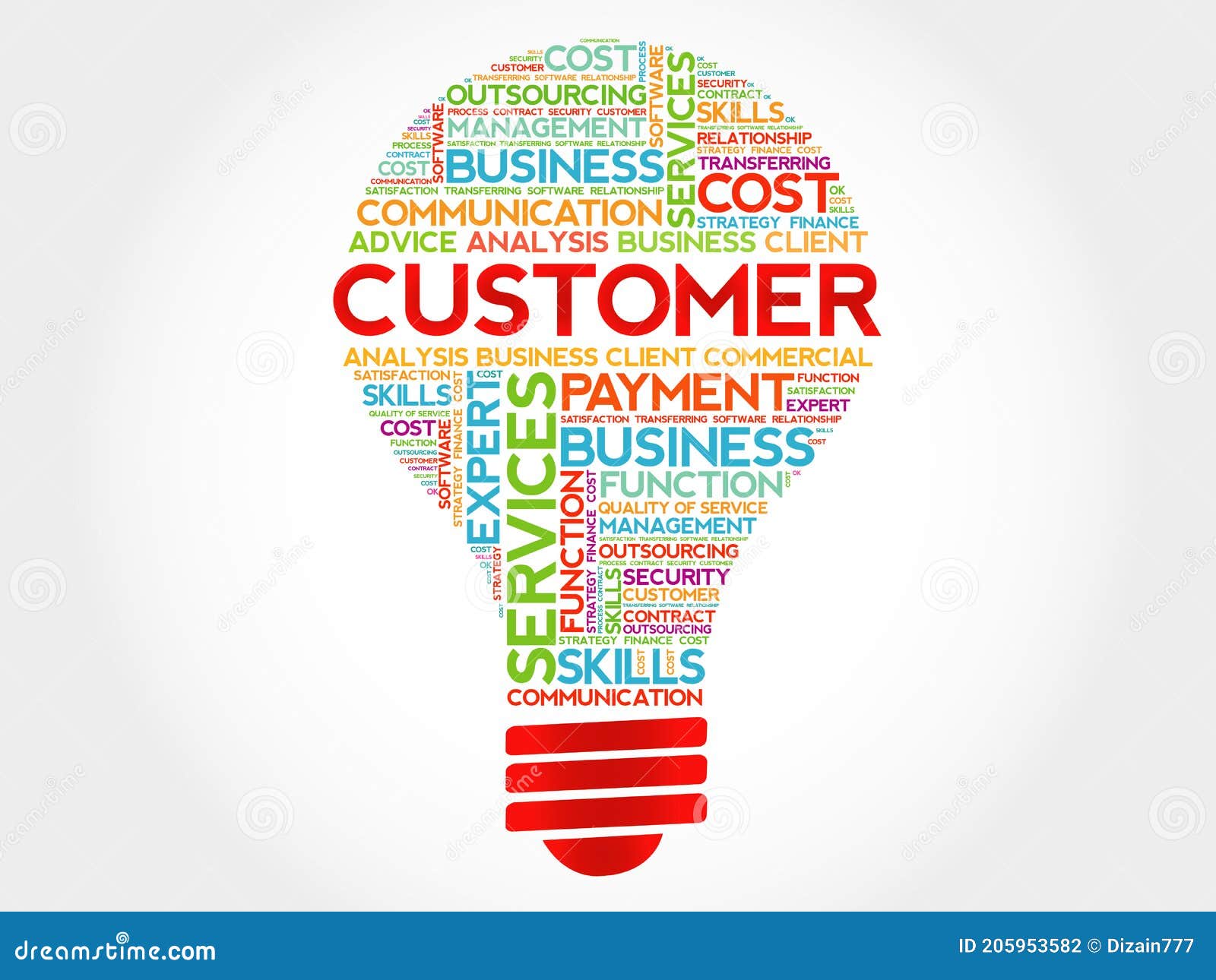 Customer bulb word cloud stock illustration. Illustration of assistance ...