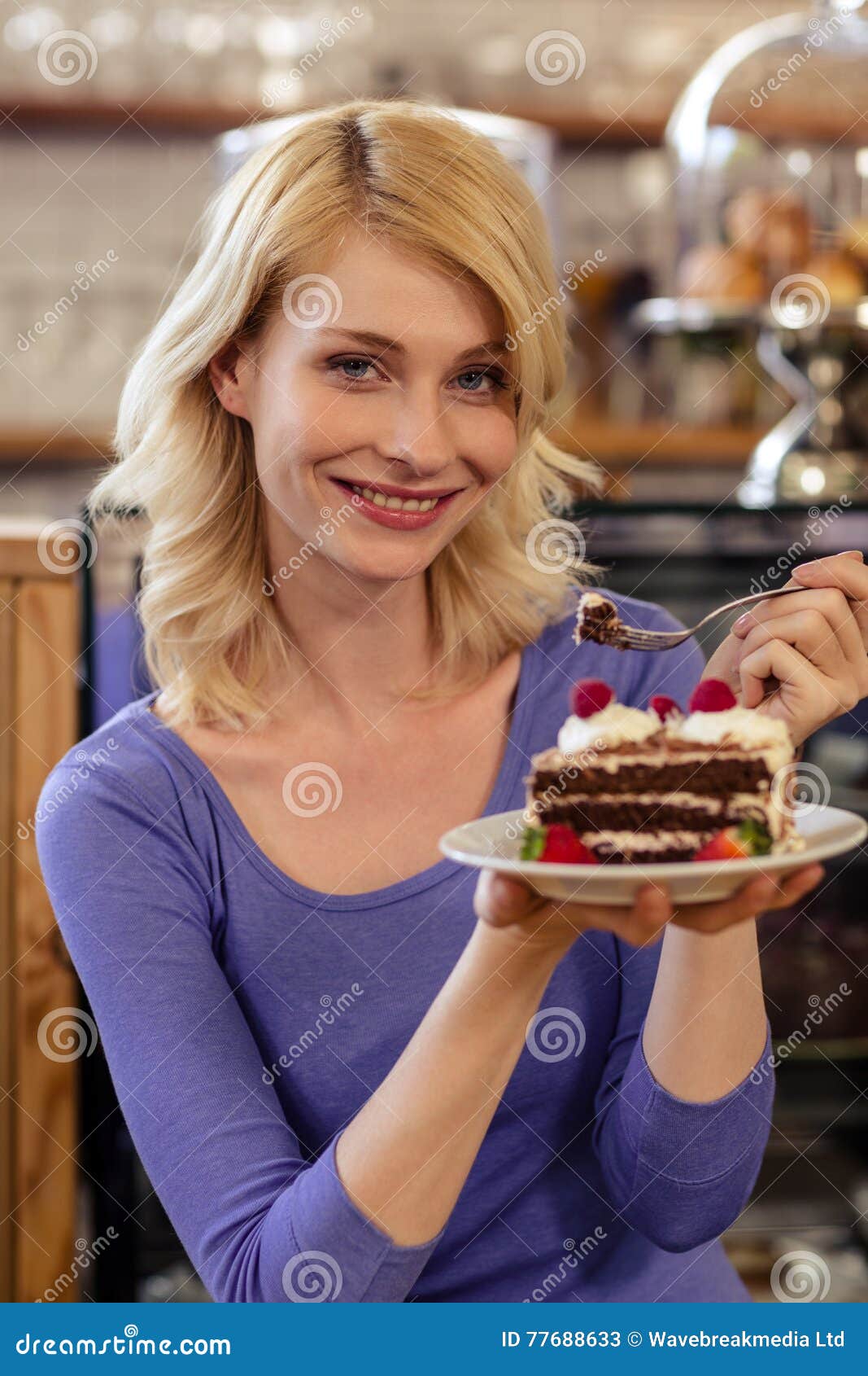Customer with a cake alone stock image. Image of leisure - 77688633