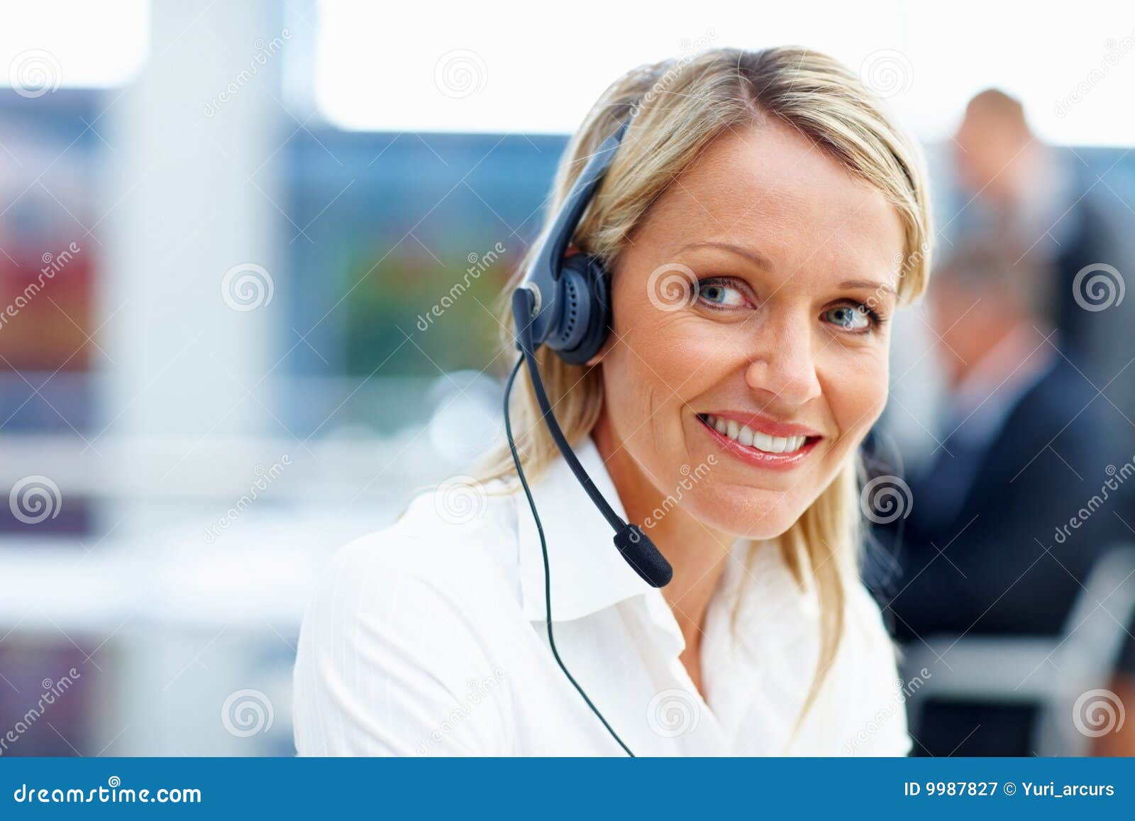 Customer Care Executive Smiling at Office Stock Image - Image of ...