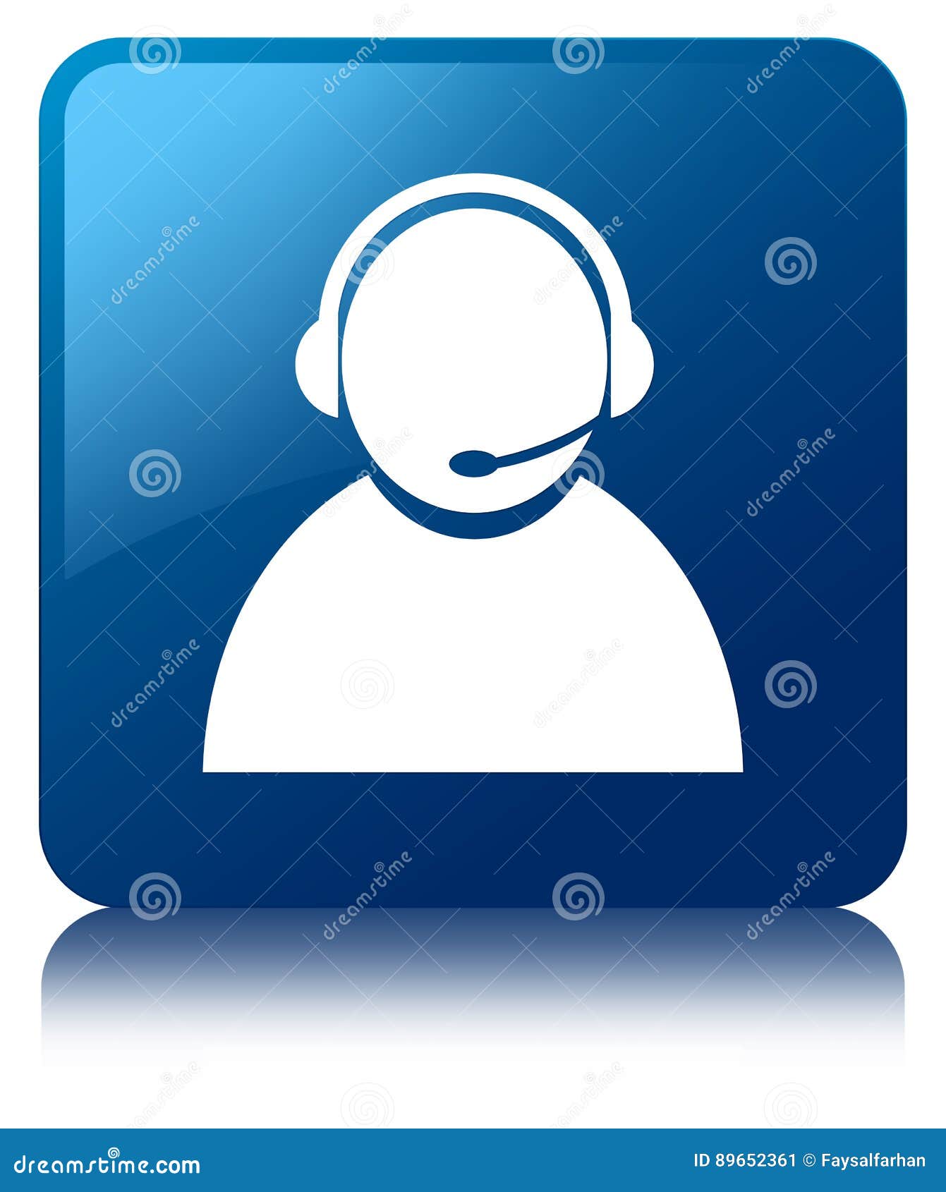 Customer Care Icon Blue Square Button Stock Illustration - Illustration ...