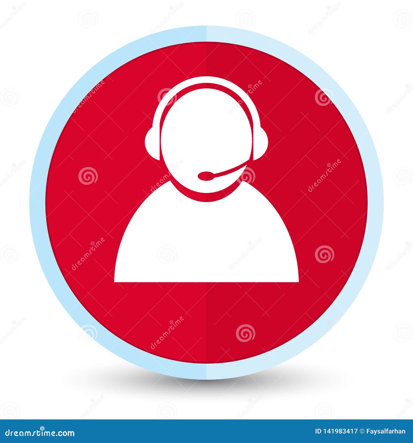 Customer Care Icon Flat Prime Red Round Button Stock Vector ...