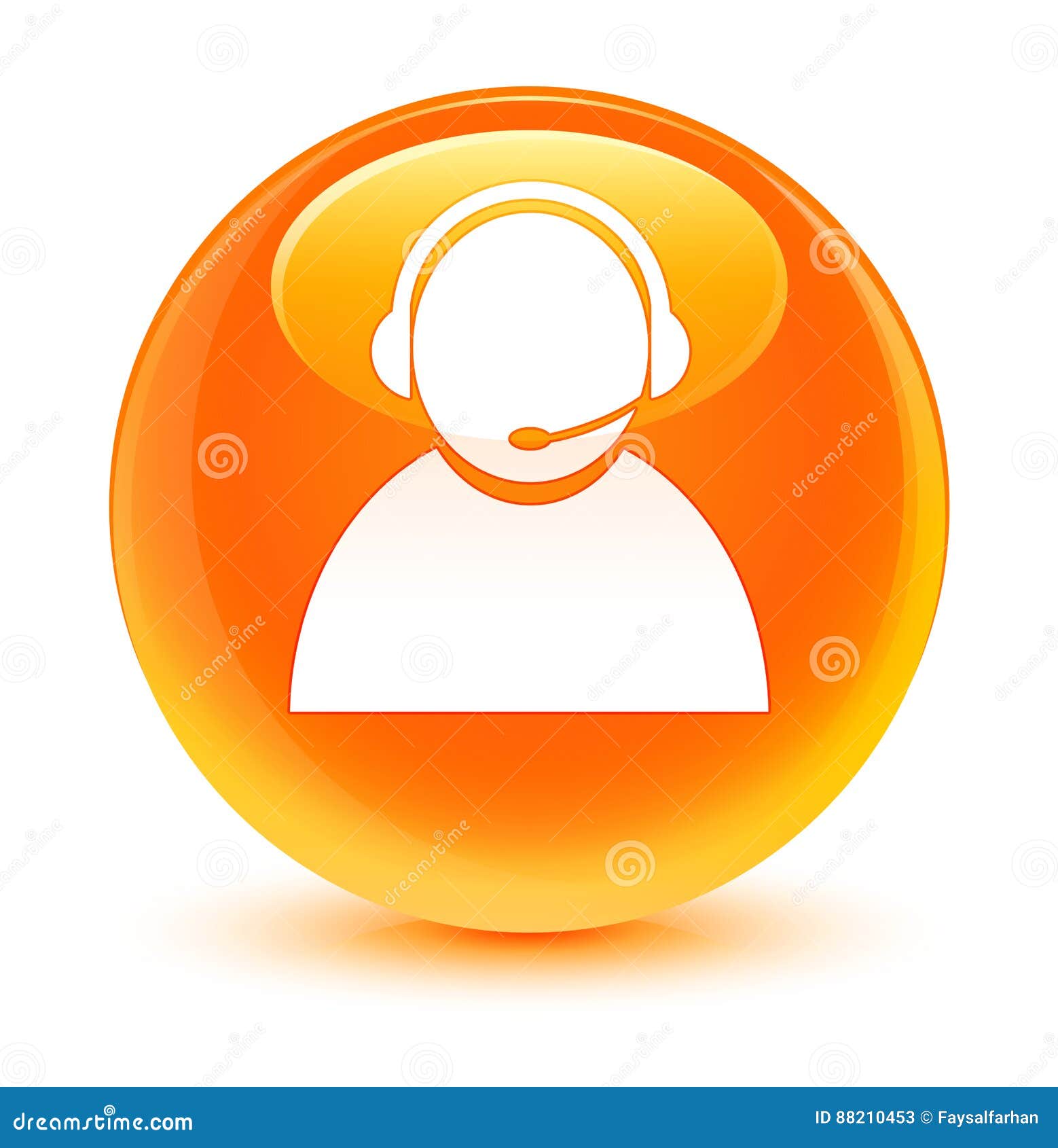 Customer Care Icon Glassy Orange Round Button Stock Illustration ...