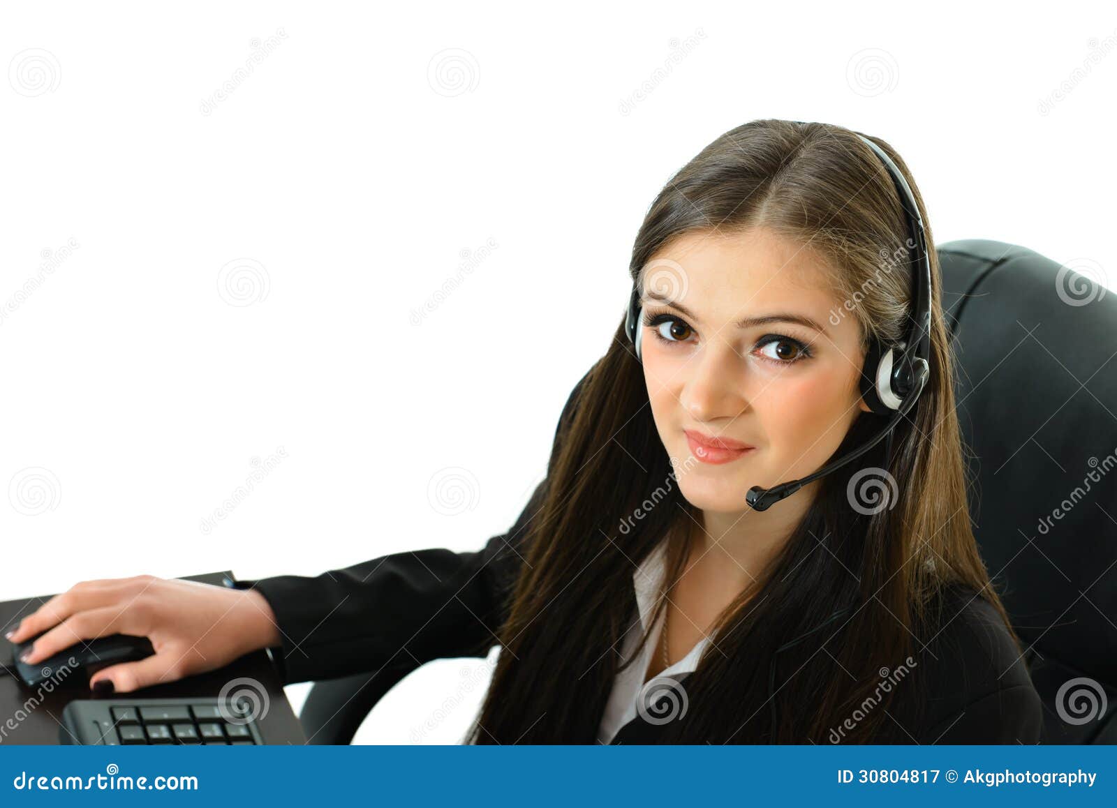 Customer Care Rep on Computer Stock Image - Image of desk, black: 30804817