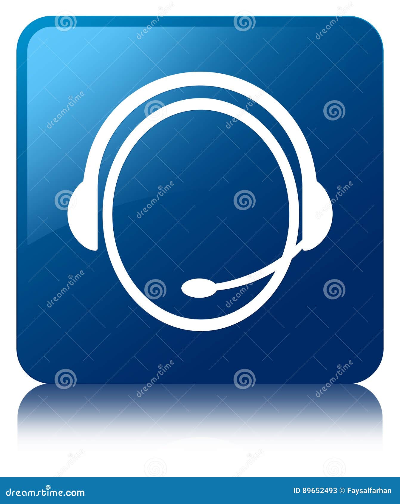 Customer Care Service Icon Blue Square Button Stock Illustration ...