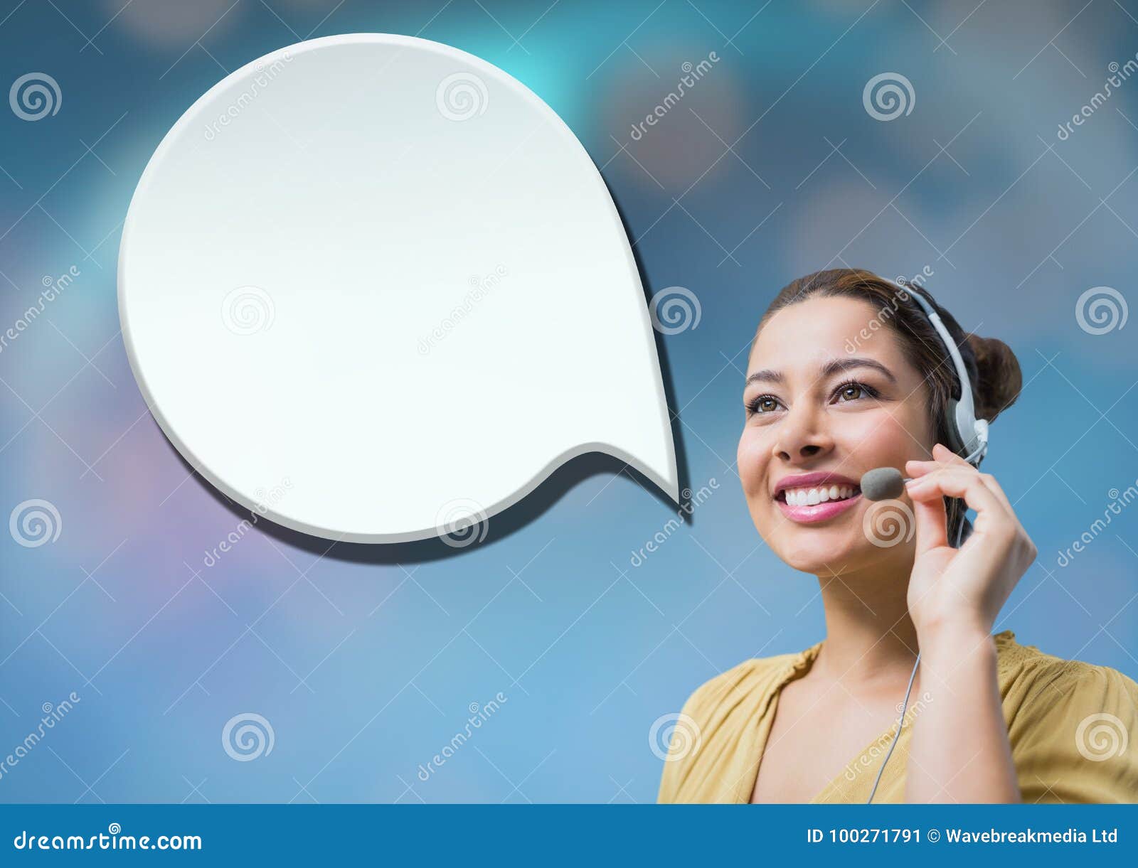 Customer Care Service Woman with Chat Bubble Stock Image - Image of ...