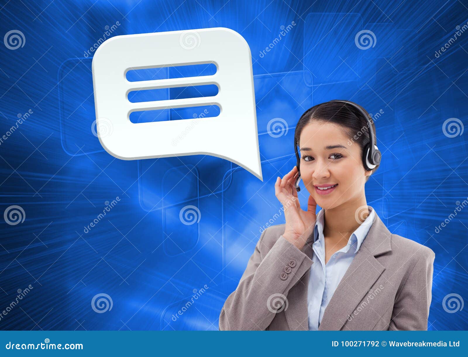 Customer Care Service Woman with Chat Bubble Stock Photo - Image of ...