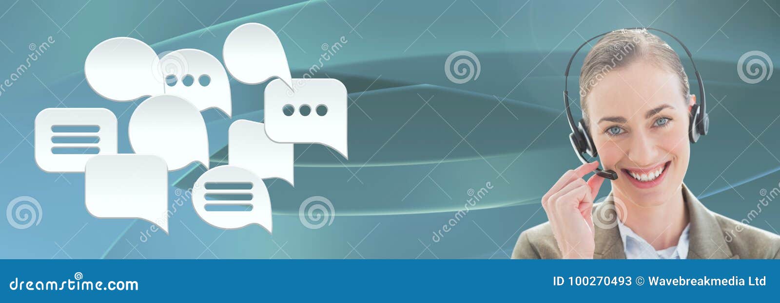 Customer Care Service Woman with Chat Bubbles Stock Image - Image of ...