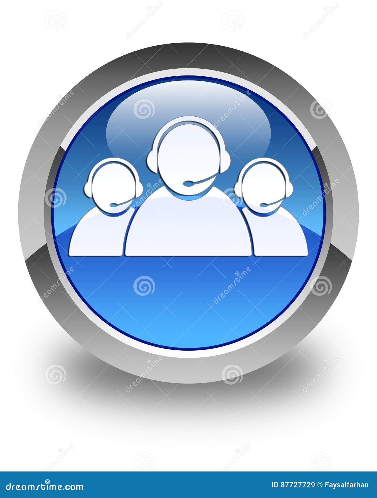 Customer Care Team Icon Glossy Blue Round Button Stock Illustration ...