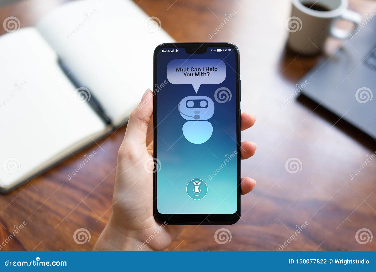 Customer and Chatbot Dialog on Smartphone Screen. AI. Artificial ...