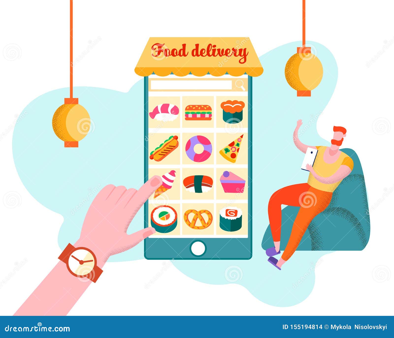 Customer Choose Food for Ordering in Application Stock Vector ... Customer Choose Food for Ordering in Application Stock Vector ...