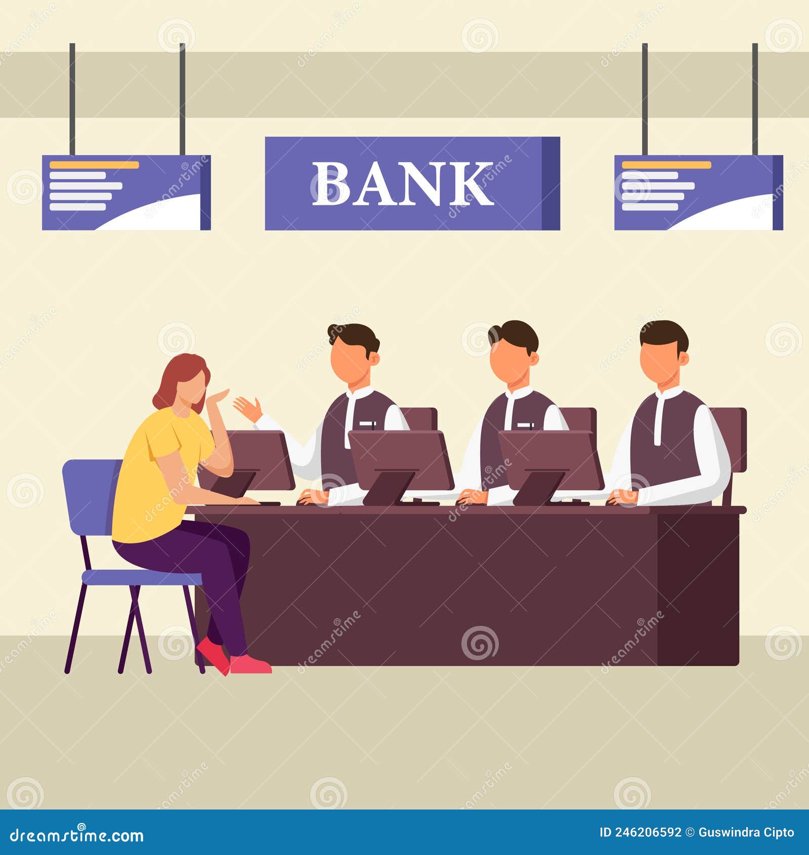 Customer Complain To the Office Bank. Stock Vector - Illustration of ...