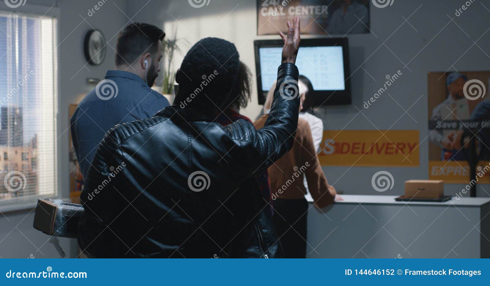 Customer Complaining about Service in Delivery Center Stock Photo ...