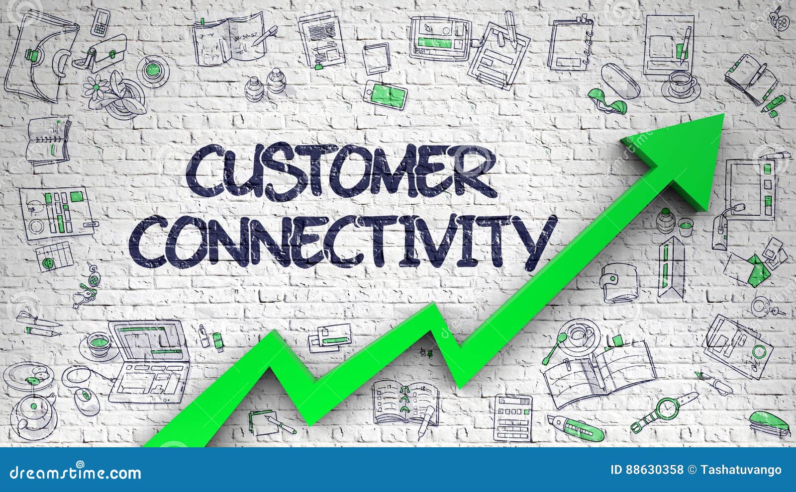 Customer Connectivity Drawn on Brick Wall. 3d. Stock Illustration ...