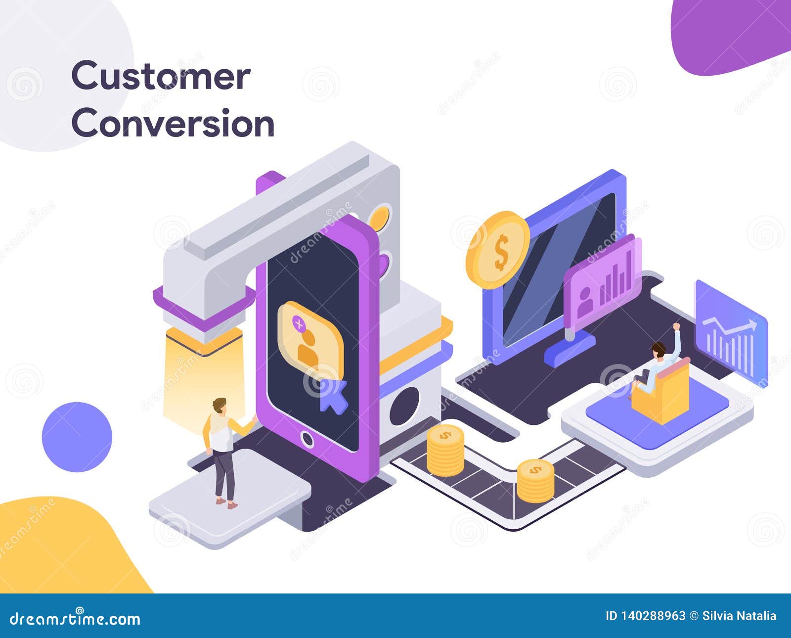 Customer Conversion Isometric Illustration. Modern Flat Design Style ...